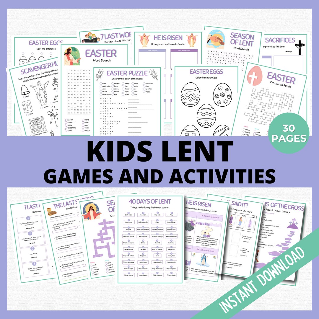 Kids Lent Games and Activities Bundle, Lenten Games Bundle, Lent ...