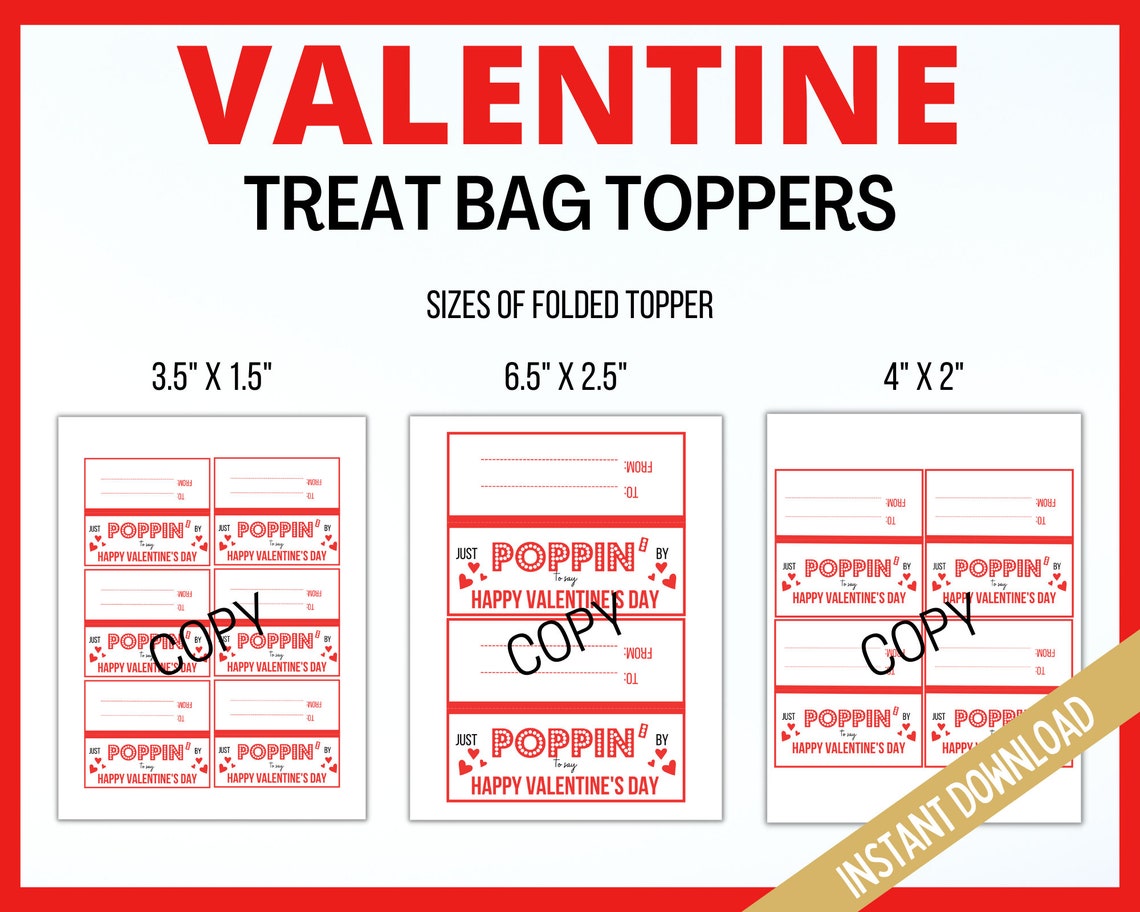 Valentine's Day Treat Bag Topper Valentines Poppin Gift | Etsy