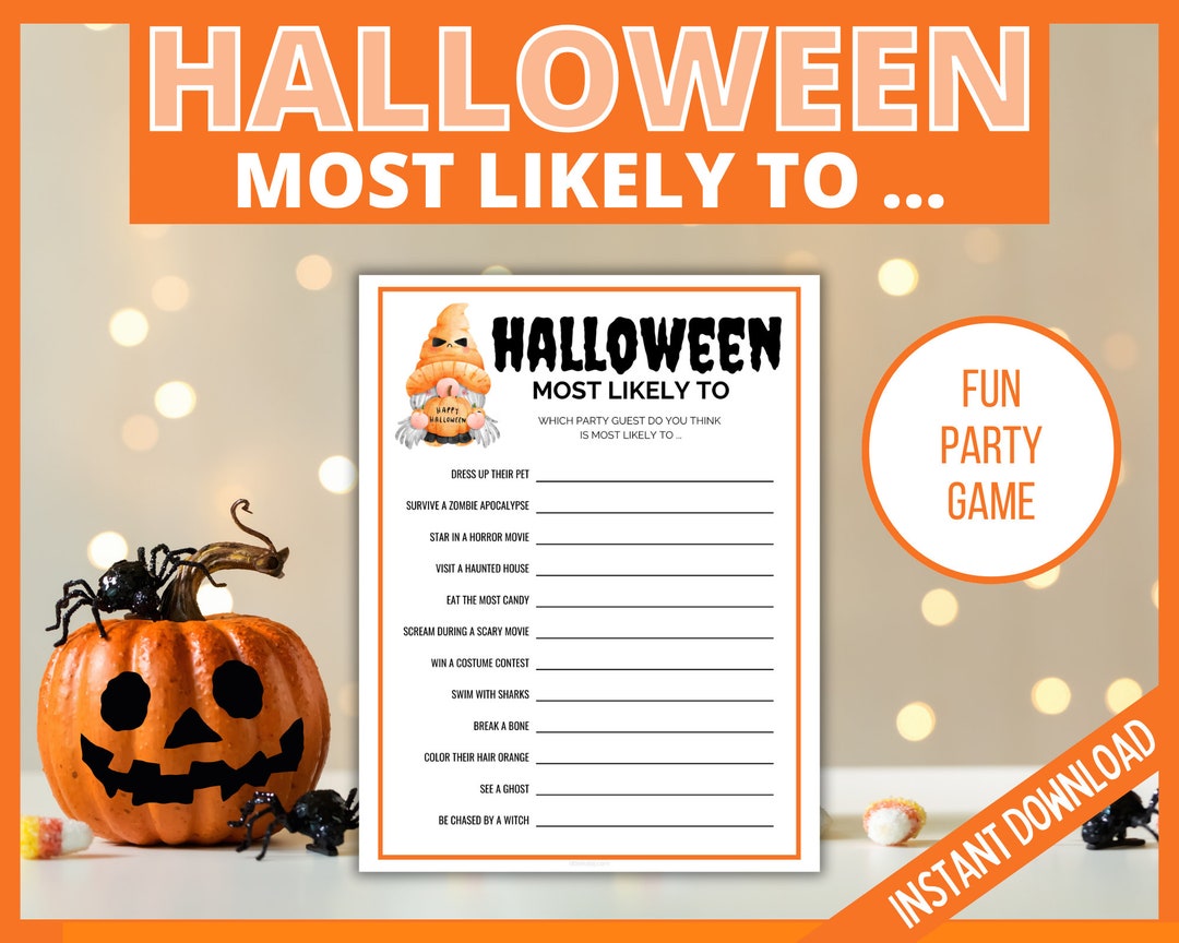 Halloween Most Likely to Printable Party Game, Guess the Party Guest ...