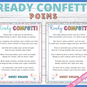 Ready Confetti Poem, Back to School Poems, Ready Confetti for Teachers ...
