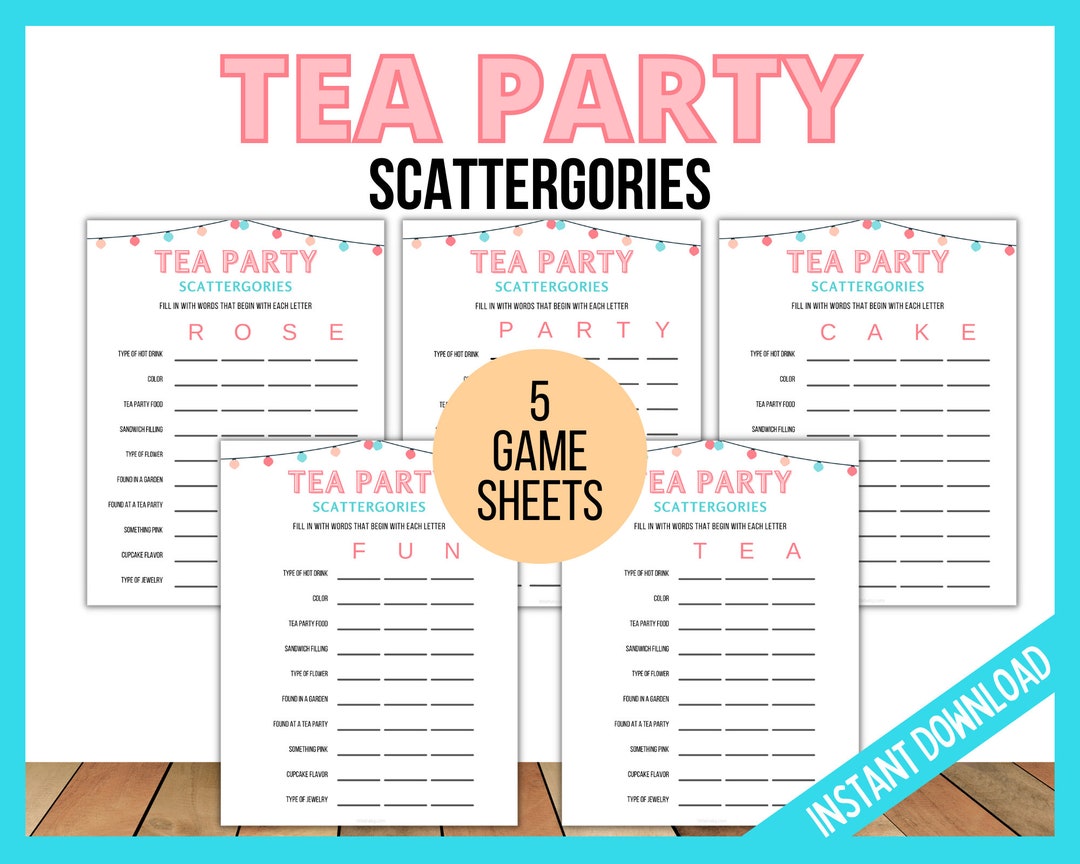 Tea Party Scattergories, Teen Scattergories, Tea Party Fun Games ...