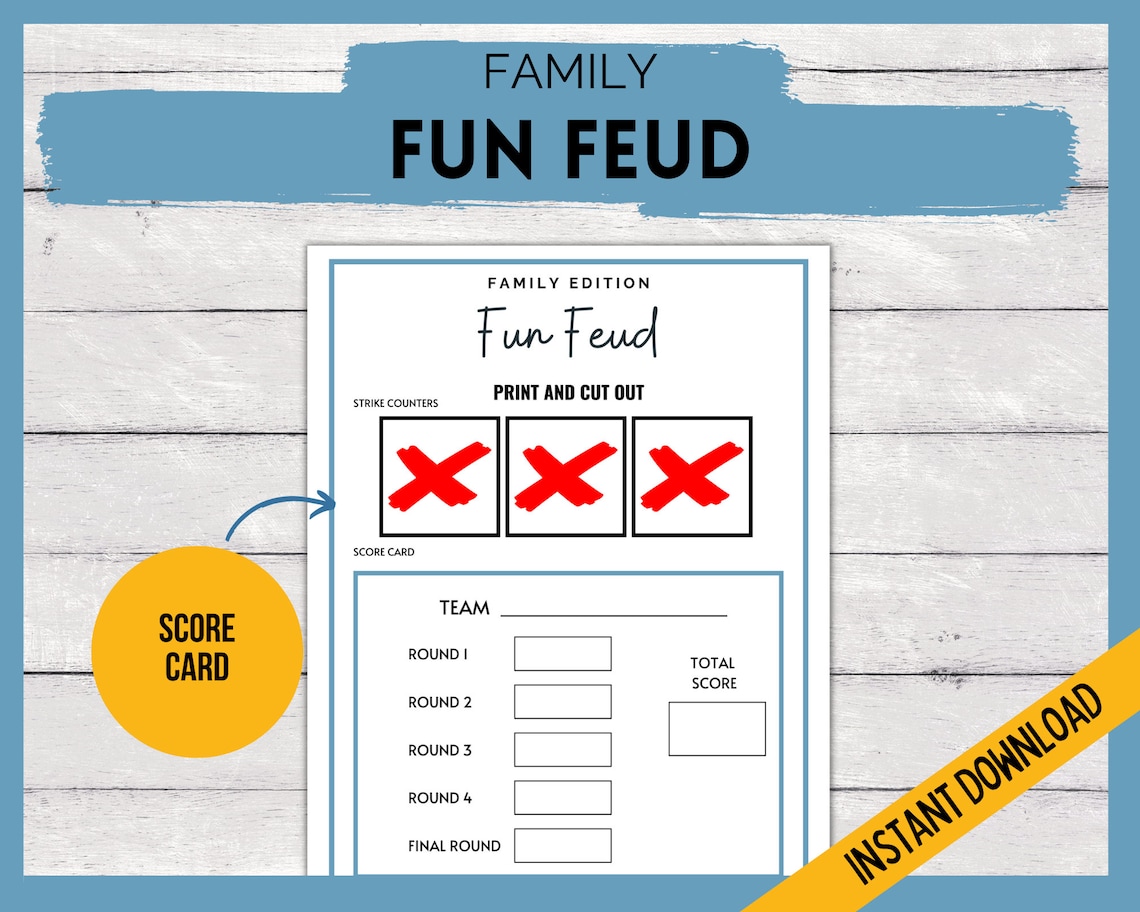 Fun Feud Game Printable Family Game Friendly Feud Trivia - Etsy