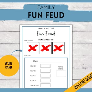 Fun Feud Game, Printable Family Game, Friendly Feud, Trivia Quiz ...