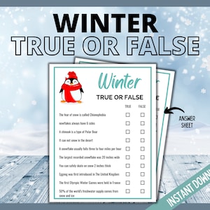 Winter True of False, Fun Wintertime Games, Winter Party Game ...
