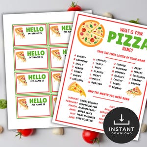 What's Your Pizza Name, Pizza Party Printable Game, Pizza Name ...