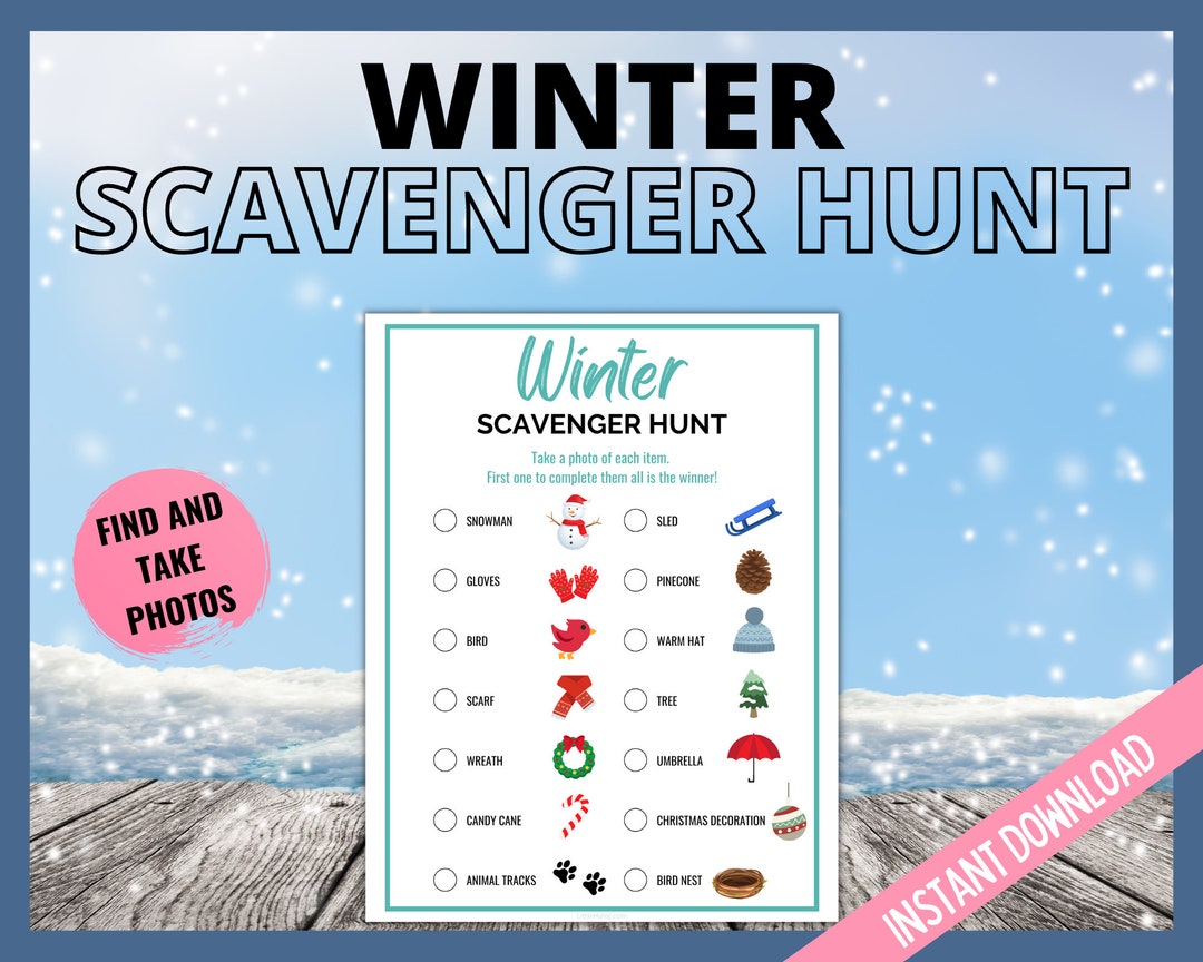Winter Scavenger Hunt, Fun Winter Game, Cold Weather Fun Game for Kids ...