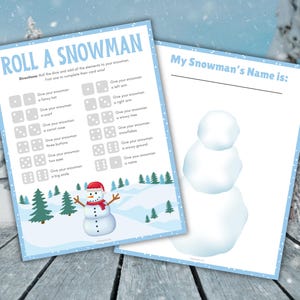 Roll a Snowman Printable Game, Christmas Games for Kids, Winter ...