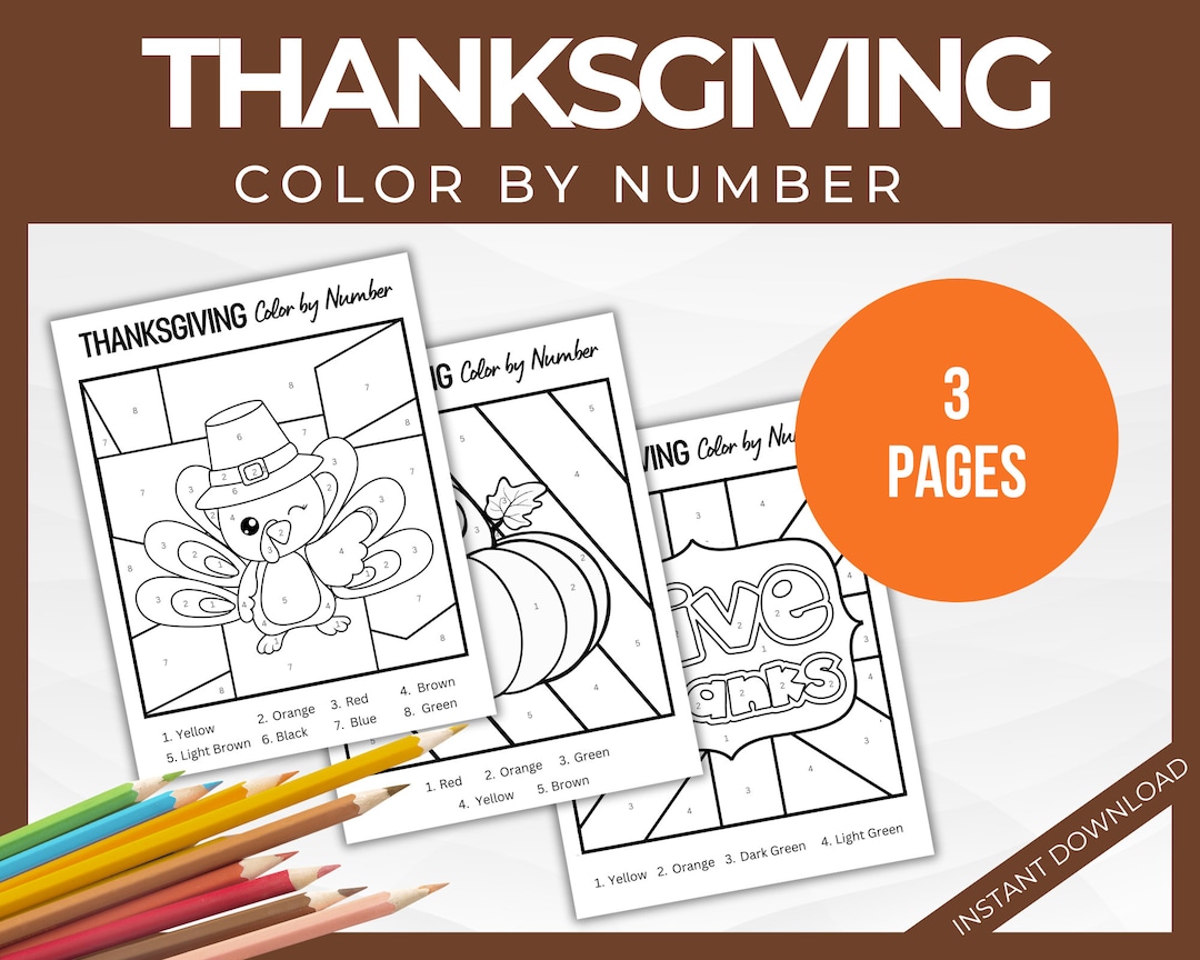 Thanksgiving Color by Numbers, Placemat, Thanksgiving Coloring Page ...
