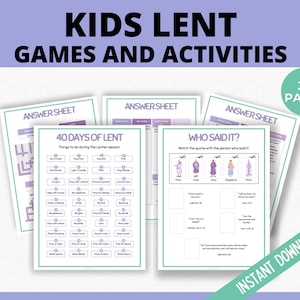 Kids Lent Games and Activities Bundle, Lenten Games Bundle, Lent ...