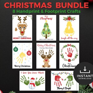 Christmas Handprint Footprint DIY Art, Holiday Printable Handprint ...