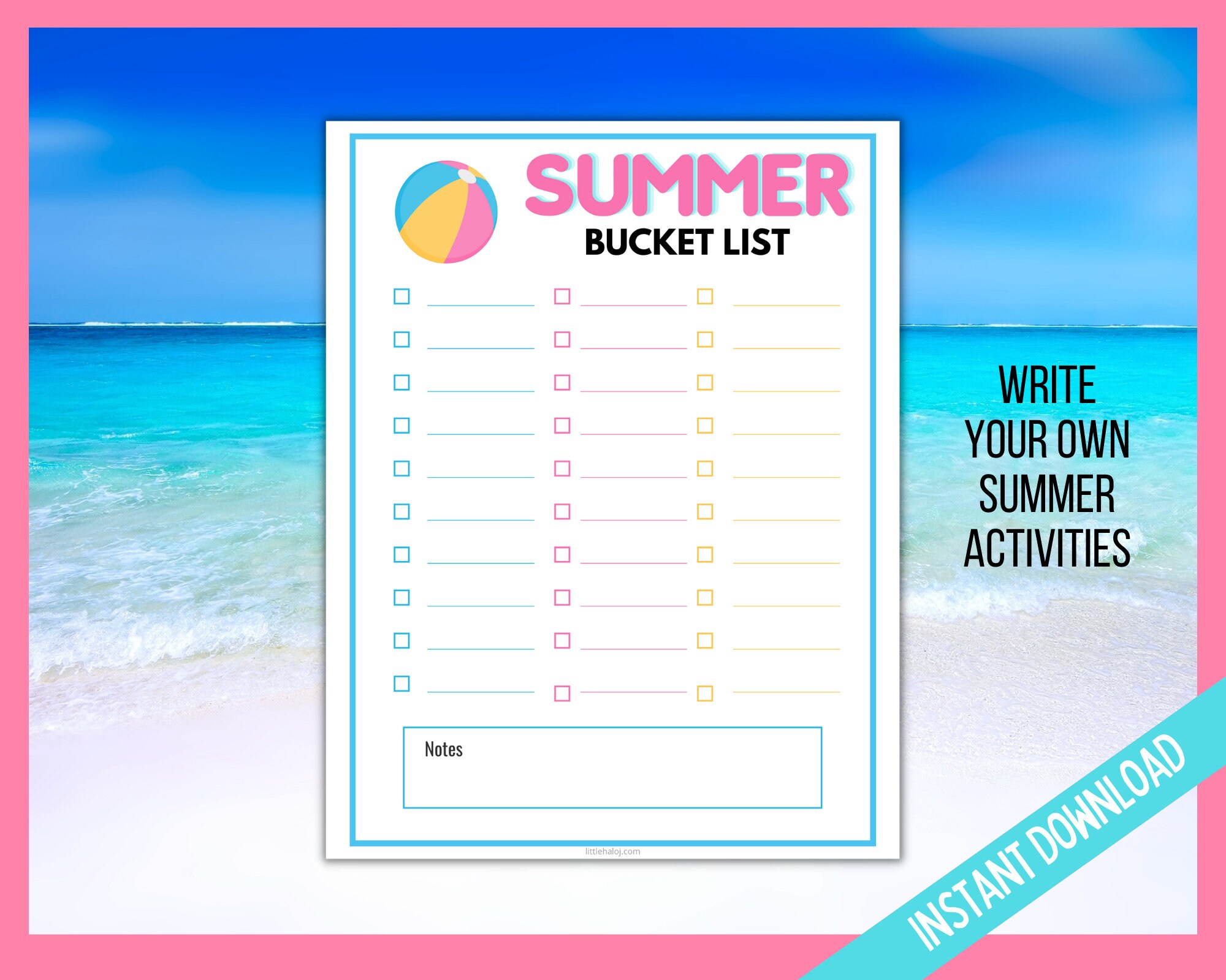 Summer Bucket List Printable, Editable Summer Bucket List, Summer Break ...