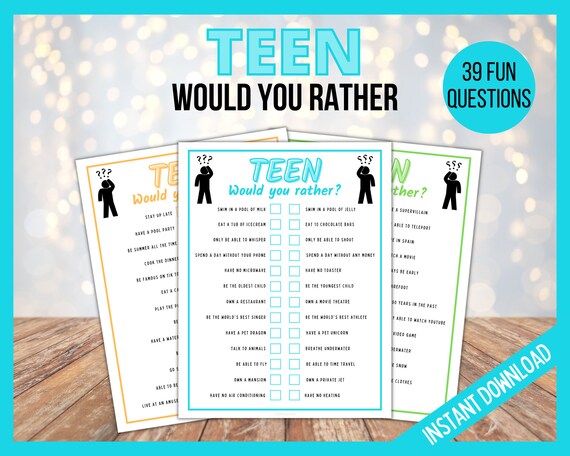 Teen Would You Rather Game This or That Game Printable Party - Etsy