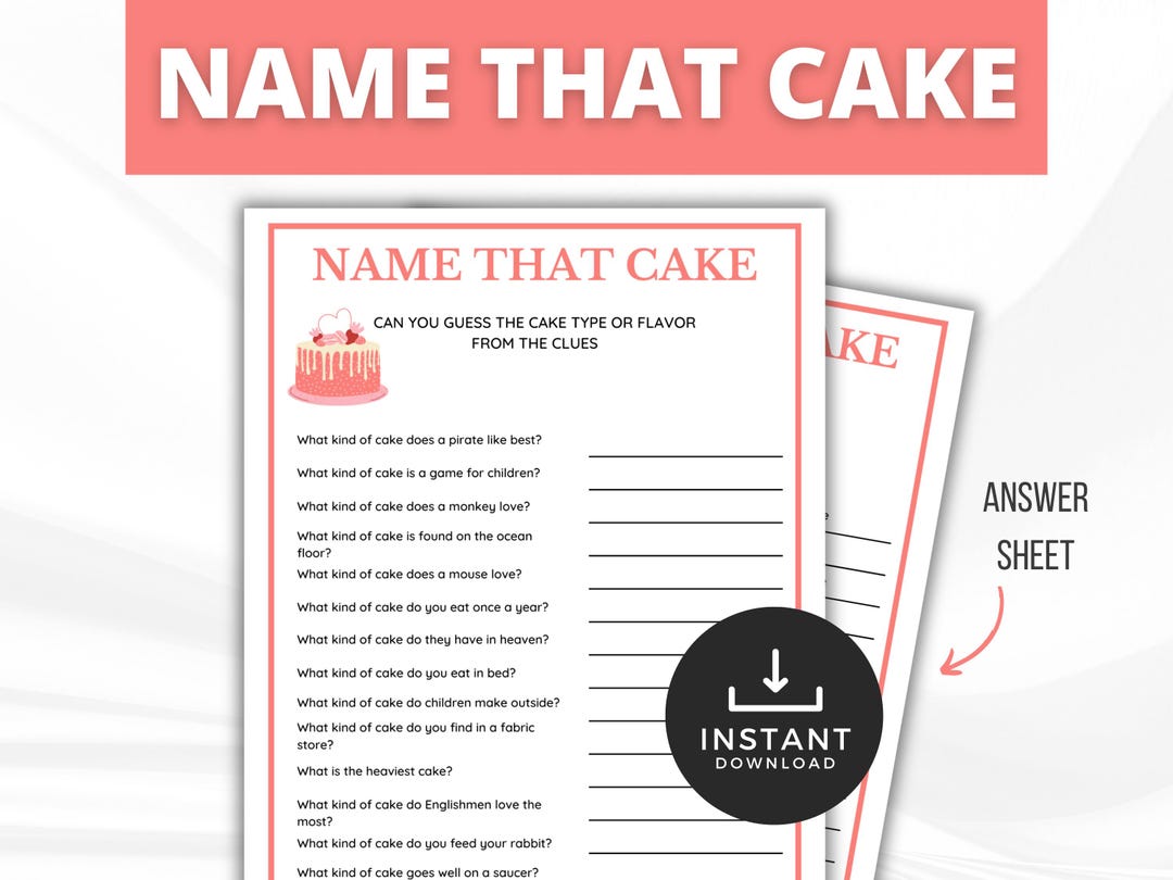 Name That Cake Printable Game, Bridal Shower Party Games, Bachelorette ...