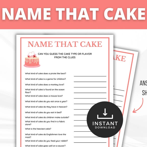 Name That Cake Game - Etsy