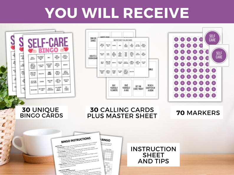 Self Care Bingo, Mindfulness, 30 Printable Self Care Bingo Cards, Self ...