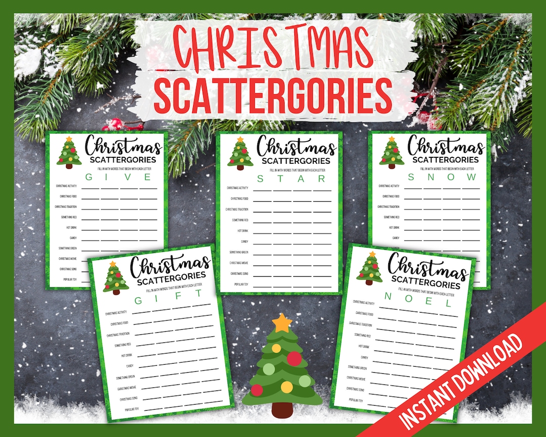 Christmas Tree Scattergories, Xmas Scattergories Printable Game ...
