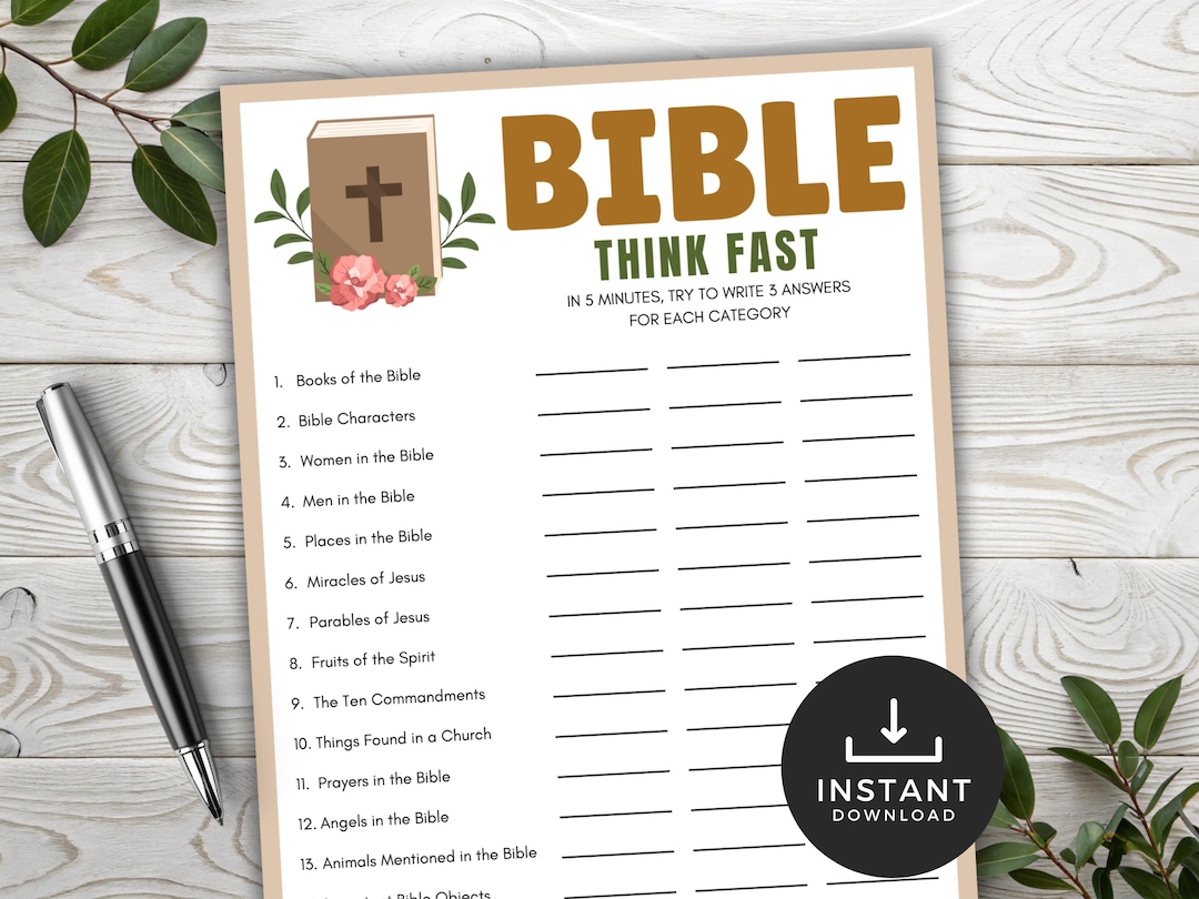 Bible Think Fast, Printable Bible Think Fast, Bible Study Activities ...