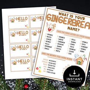 What's Your Gingerbread Name, Christmas Printable Game, Gingerbread ...