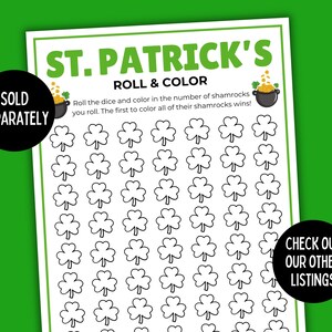 Roll and Color St Patricks Day Printable Game, St Patrick's Activity ...