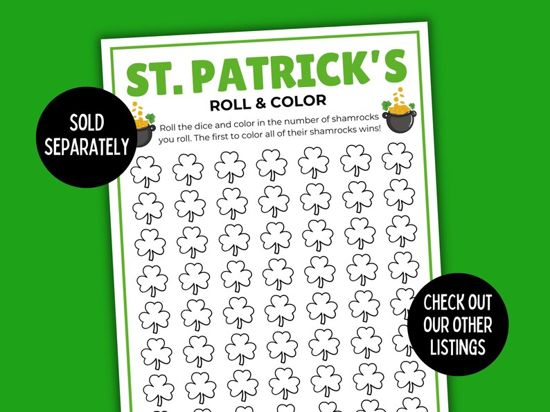 Roll and Color St Patricks Day Printable Game, St Patrick's Activity ...