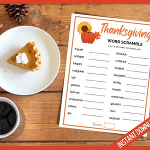Thanksgiving Word Scramble, Thanksgiving Printable Games, Thanksgiving ...