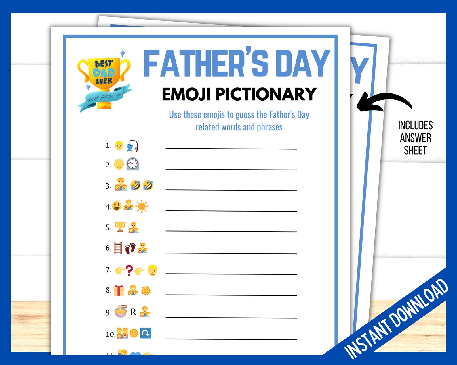 Father's Day Emoji Pictionary Dad Game Fathers Day - Etsy