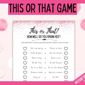 This or That Birthday Party Game, Adult Birthday Party Games, How Well ...