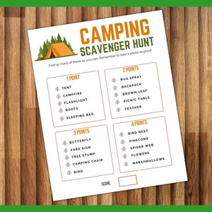 Camping Scavenger Hunt, Printable Camping Game, Campground Game, RV ...