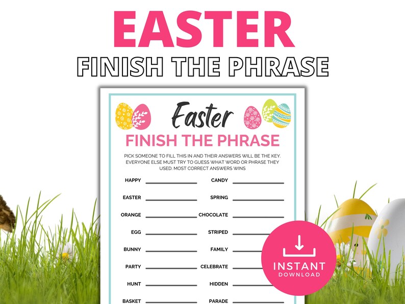 Easter Finish the Phrase, Easter Party Game, Fun Easter Bunny Printable ...