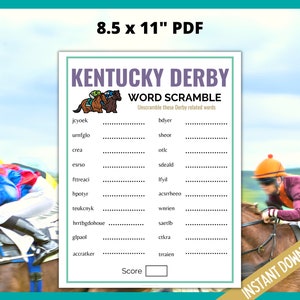 Kentucky Derby Printable Game, Kentucky Derby Word Scramble, Derby ...