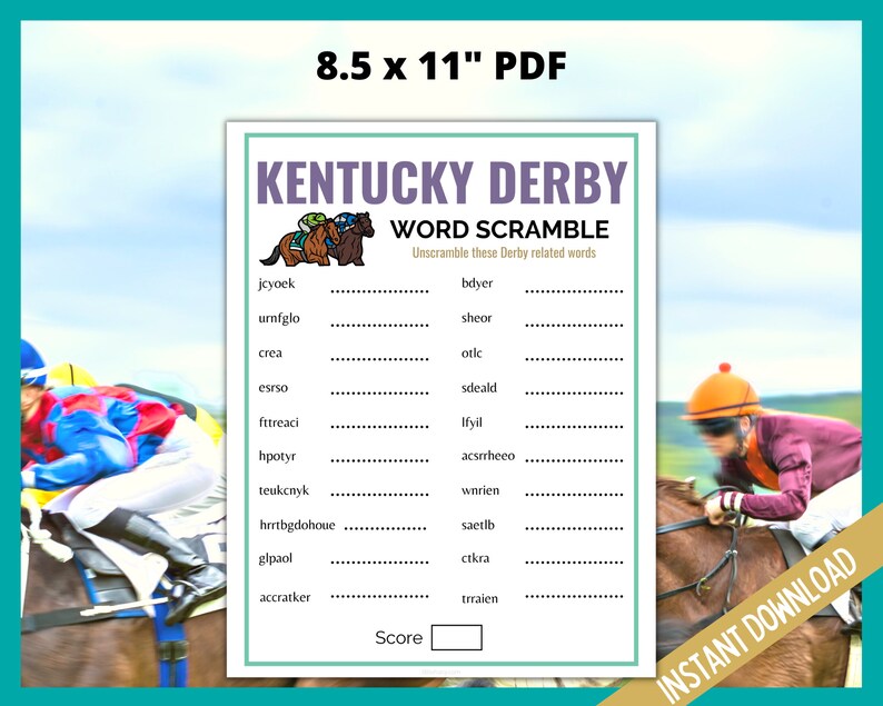 Kentucky Derby Printable Game Kentucky Derby Word Scramble | Etsy