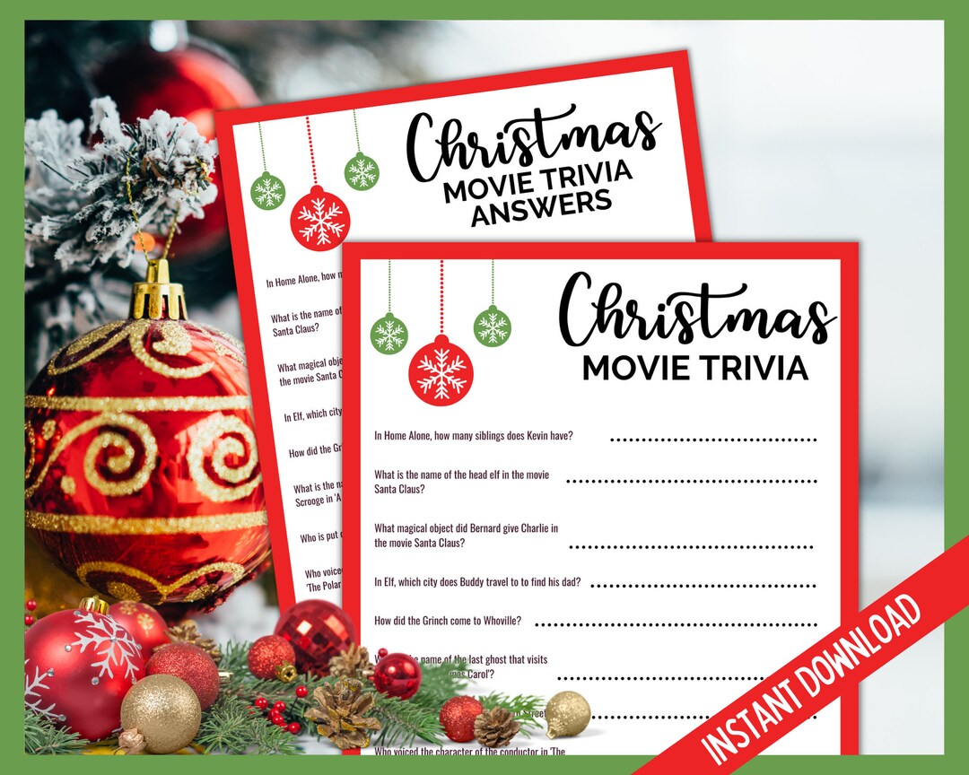 Christmas Movie Trivia Game, Christmas Party Printable Game, Fun Family ...