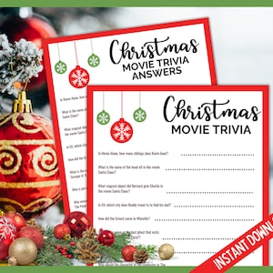 Christmas Movie Trivia Game, Christmas Party Printable Game, Fun Family ...