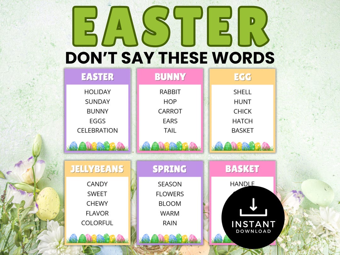 Easter Word Game, Don't Say These Words Game, Printable Easter Family ...