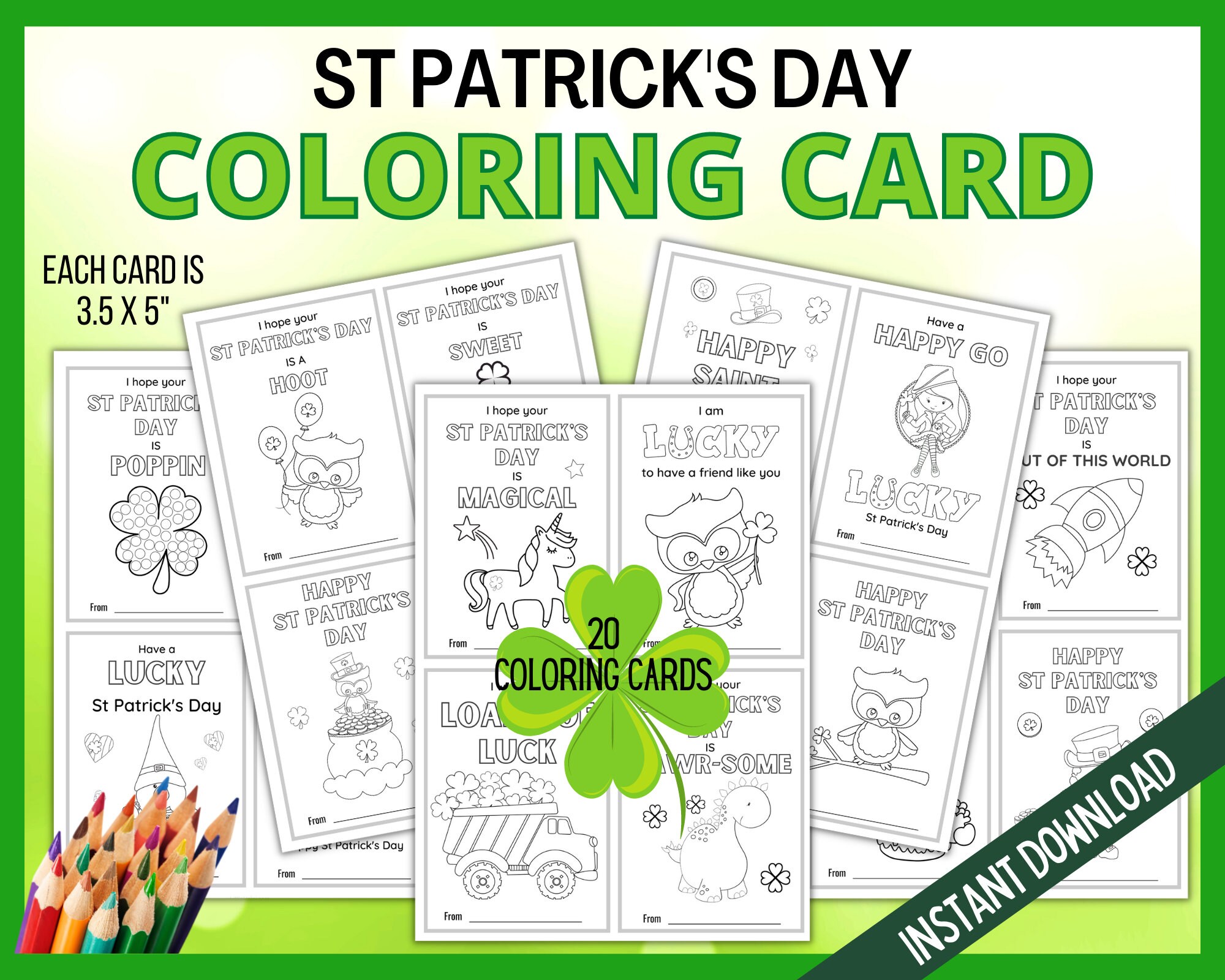 St Patrick's Day Coloring Cards Printable St - Etsy