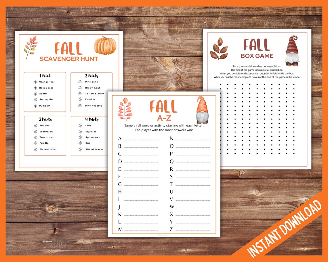 Fall Games Bundle, Printable Autumn Activity, Fall Time Fun ...