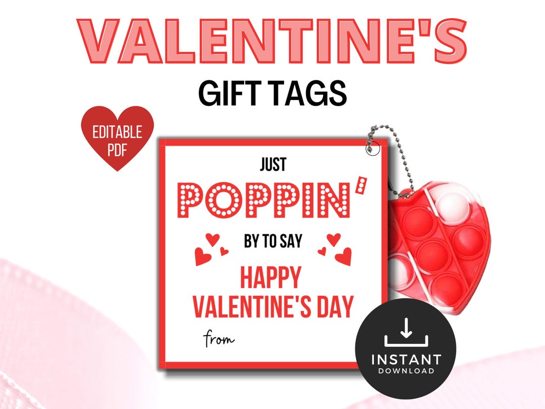 Editable Pop It Valentines Card, Personalized Valentines Tag, Valentine ...