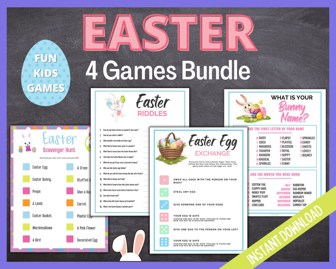 Easter Games Bundle for Kids, Printable Easter Party Games, Easter ...