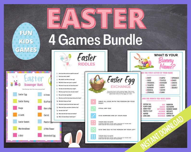 Easter Games Bundle for Kids Printable Easter Party Games - Etsy