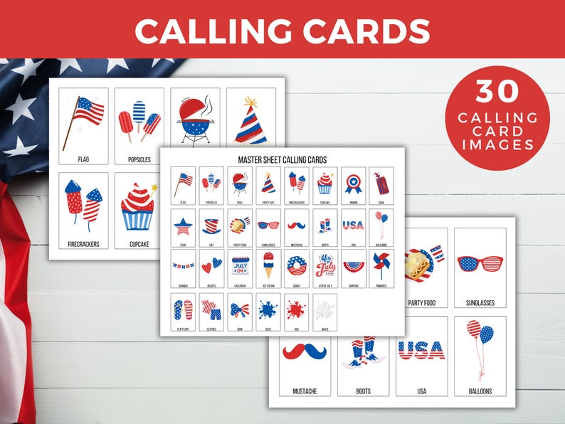 4th of July Bingo, Fourth July Bingo Game, 30 Printable 4th July Bingo ...