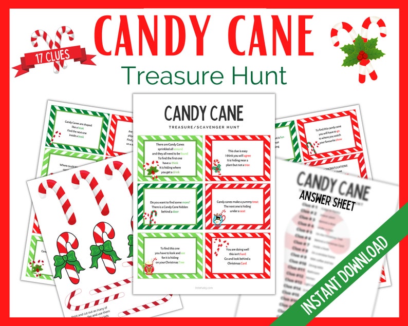 Candy Cane Treasure Hunt, Christmas Treasure Hunt, Candy Cane Christmas ...