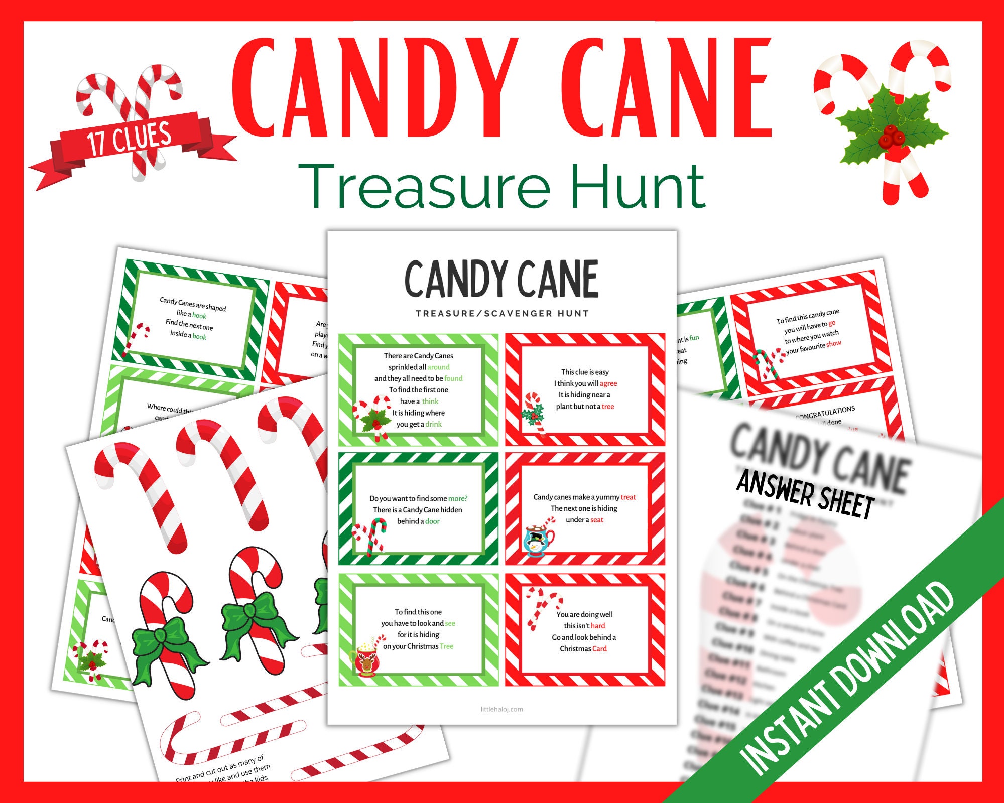 Candy Cane Treasure Hunt, Christmas Treasure Hunt, Candy Cane Christmas ...