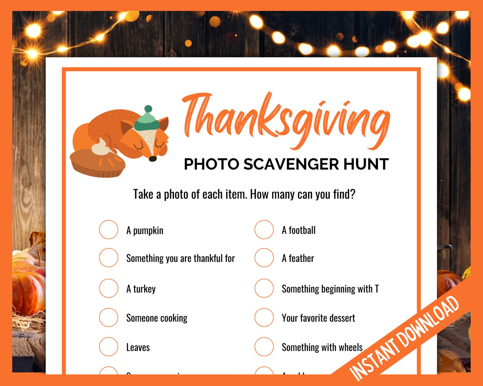 Thanksgiving Photo Scavenger Hunt Teen Scavenger Hunt - Etsy
