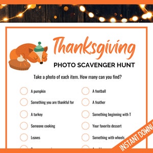 Thanksgiving Photo Scavenger Hunt, Teen Scavenger Hunt, Thanksgiving ...