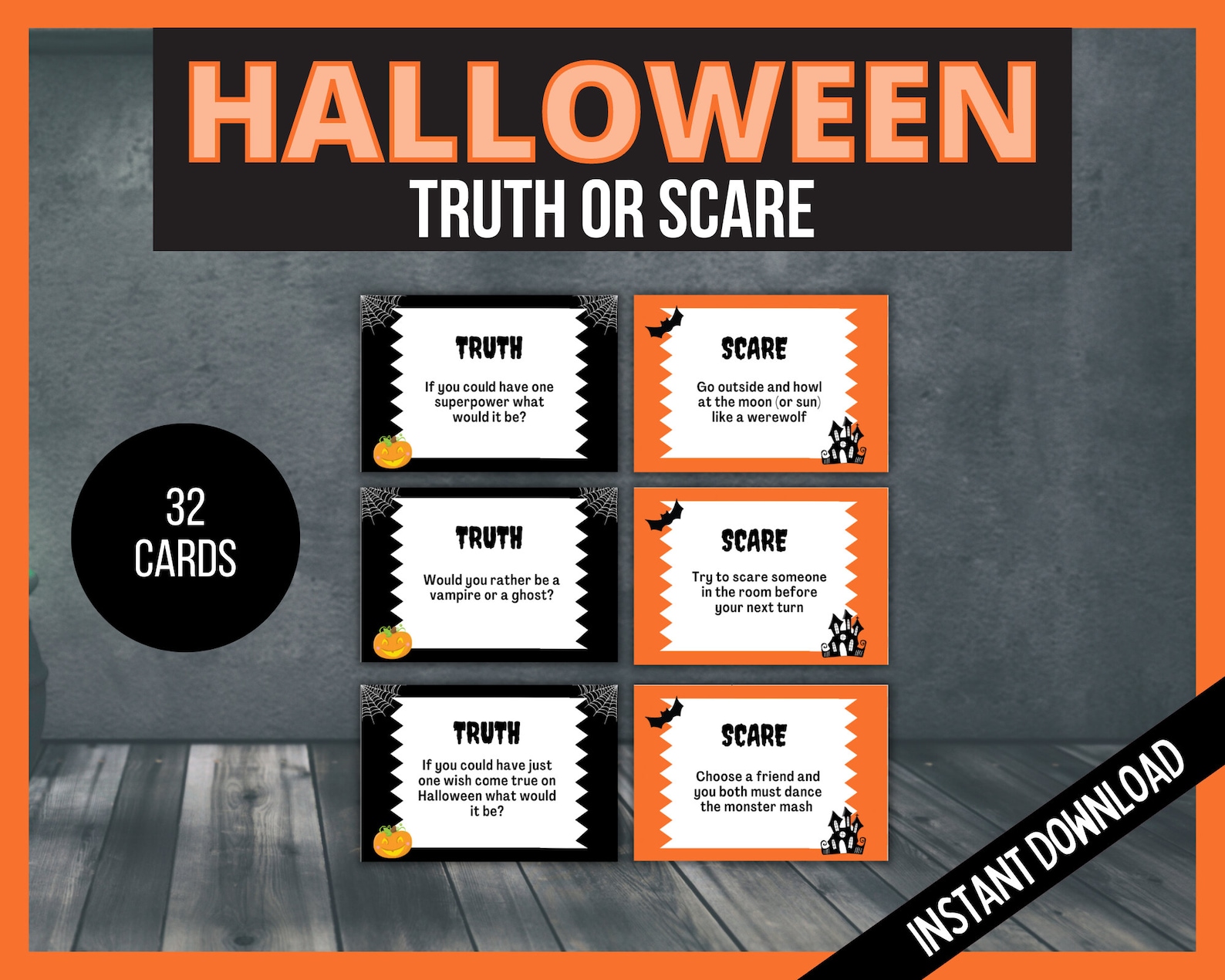 Halloween Truth or Scare, Truth or Dare Halloween Game, Halloween ...