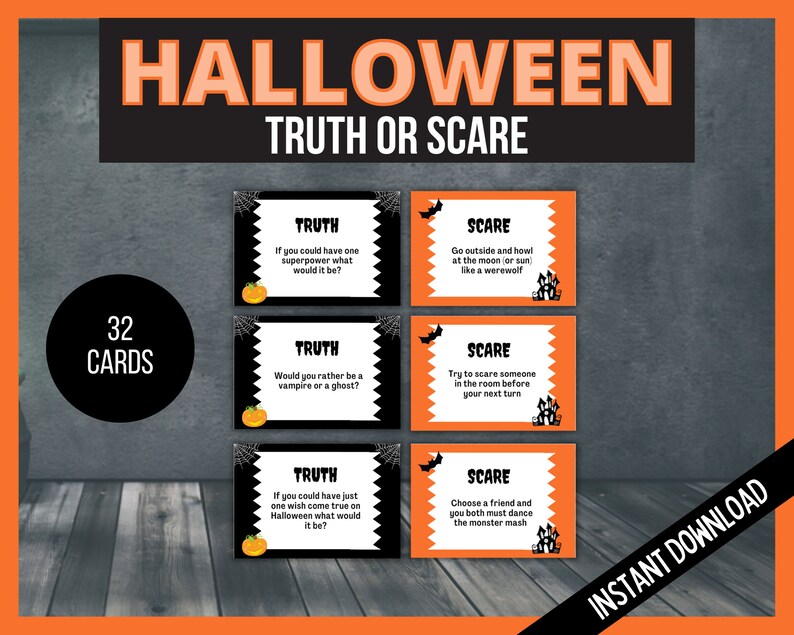 Halloween Truth or Scare, Truth or Dare Halloween Game, Halloween ...
