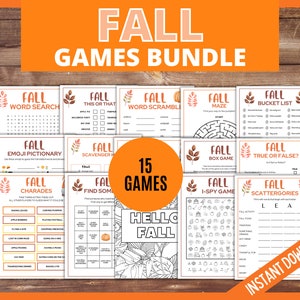 Fall Games Bundle, Printable Autumn Activity, Fall Time Fun ...