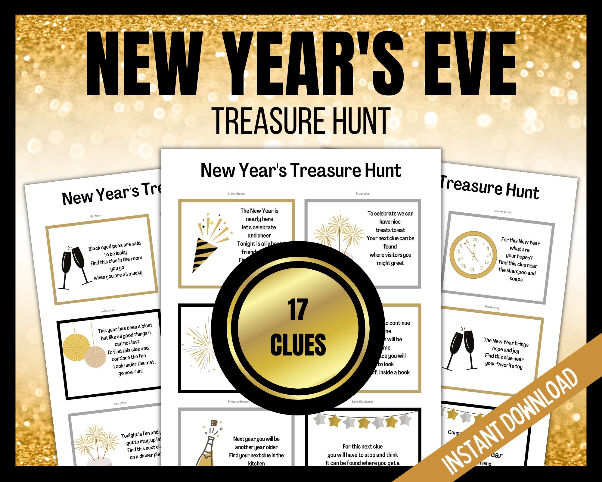 New Year's Eve Scavenger Hunt, New Year's Eve Treasure Hunt, New Years ...