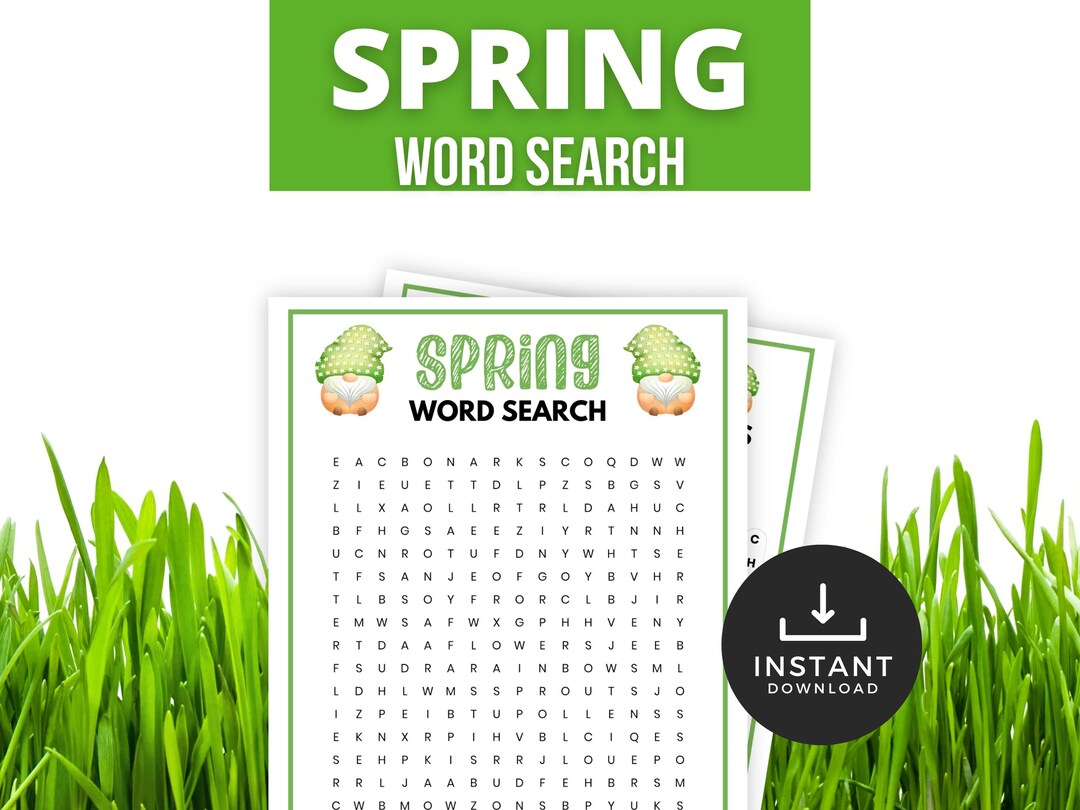 Spring Word Search, Fun Spring Printable Games, Spring Word Game for ...