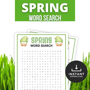 Spring Word Search, Fun Spring Printable Games, Spring Word Game for ...